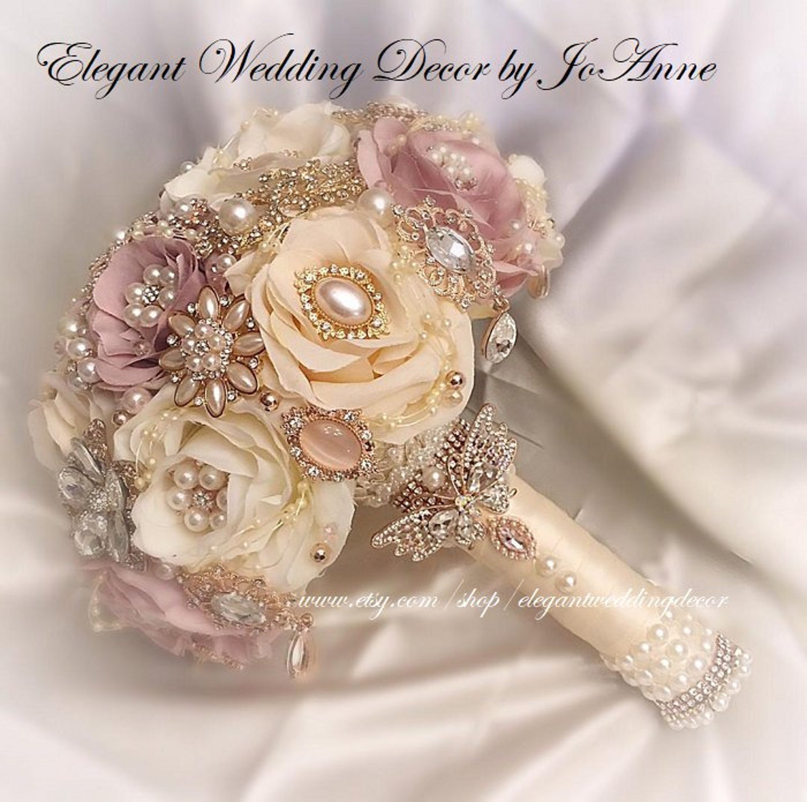 Dusty Rose BOUQUET Custom Handmade Bridal Brooch Bouquet - Etsy