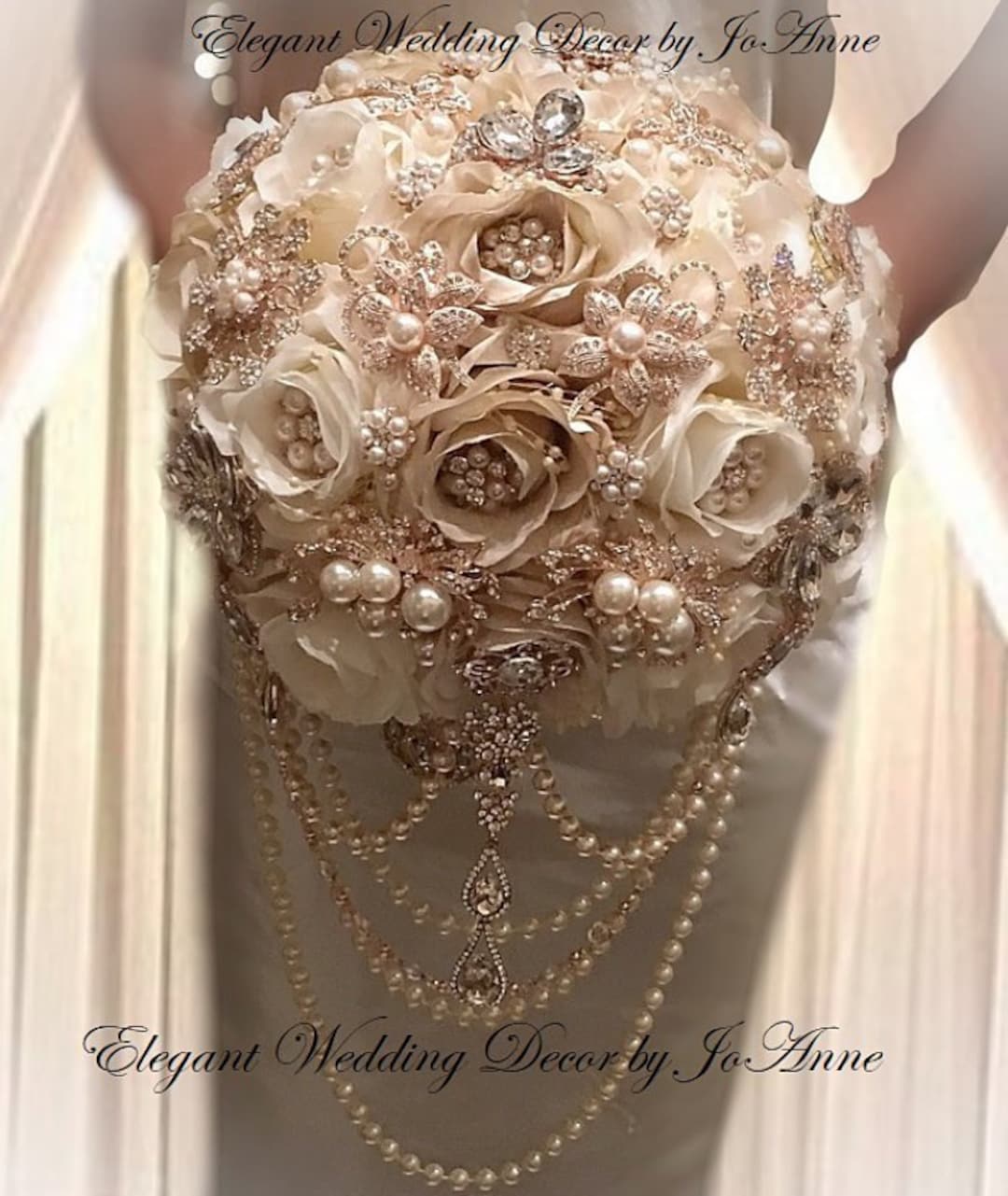 ROSE GOLD, Champagne and Ivory Wedding BOUQUET, Silk Flower Bouquet ...