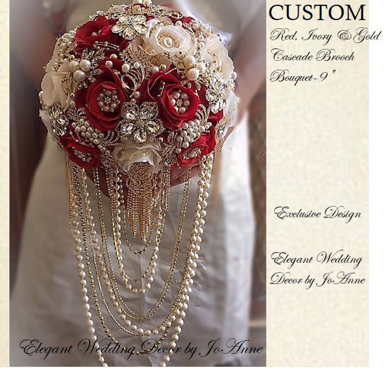 Red and Gold BROOCH BOUQUET Bling Brooch Bouquet Red Brooch | Etsy