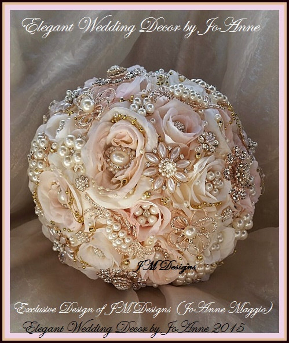 ROSE GOLD Silk Flower Brooch Bouquet Pink Ivory and Gold - Etsy