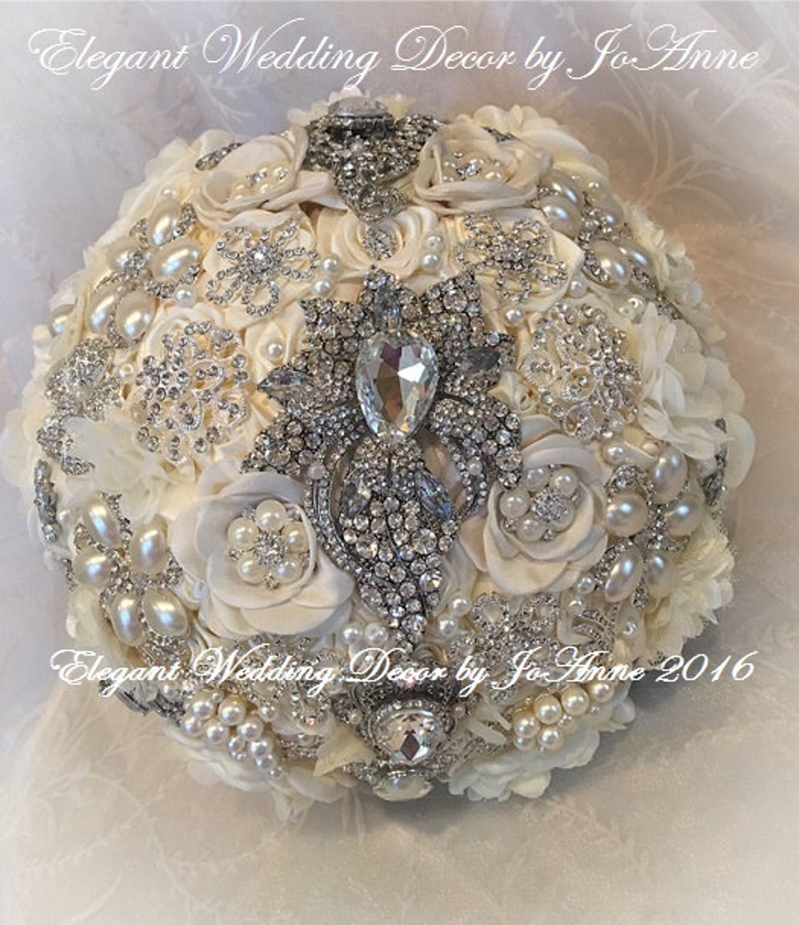 Ivory and Silver BROOCH Bouquetivory Jeweled Bouquet Ivory | Etsy