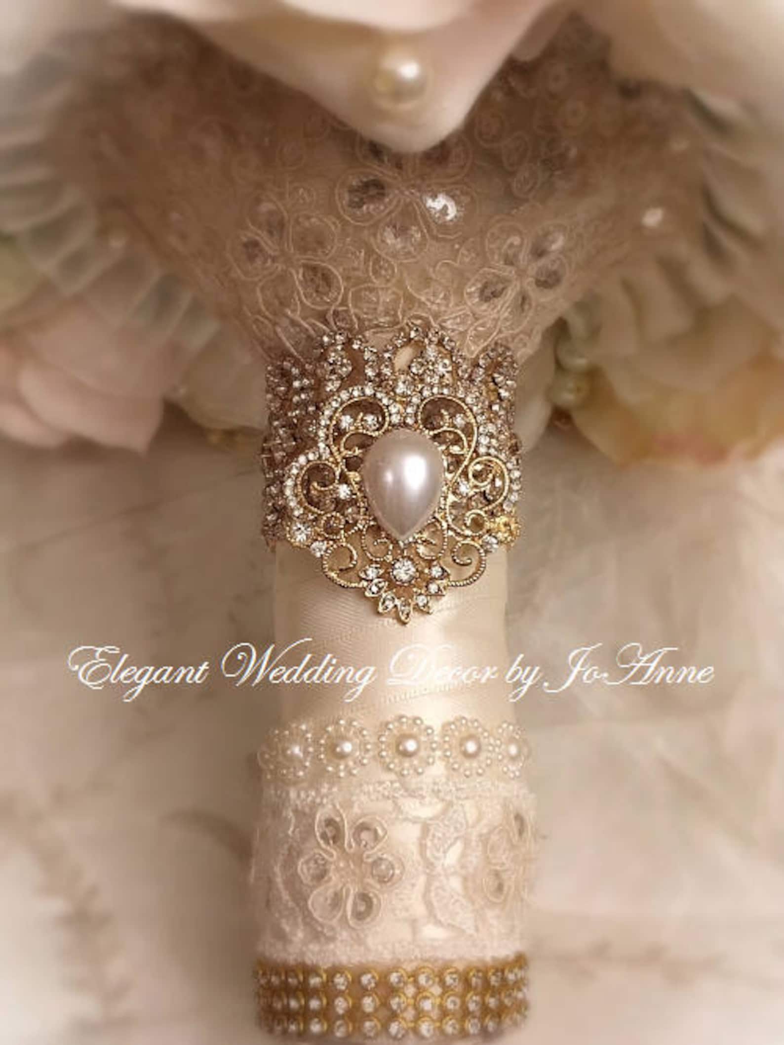 Elegant Pink Brooch Bouquet Rose Gold Bridal Brooch Wedding - Etsy