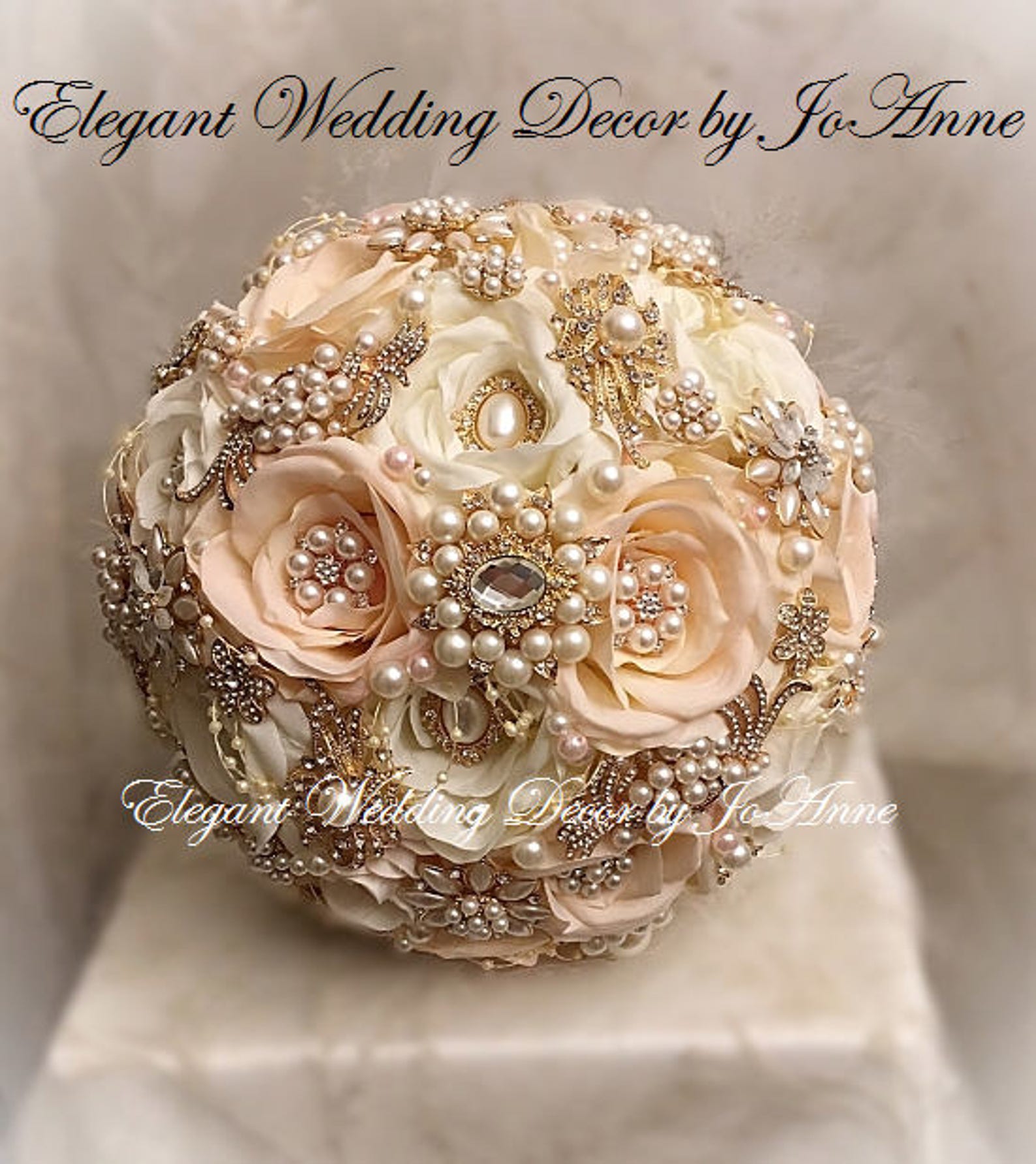 Elegant Pink Brooch Bouquet Rose Gold Bridal Brooch Wedding | Etsy