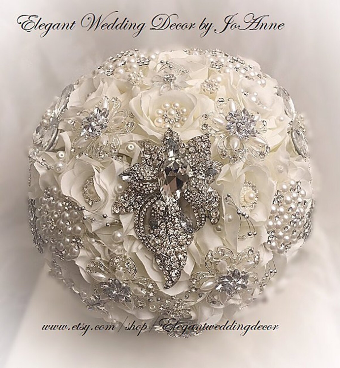 BEAUTIFUL WHITE BOUQUET White and Silver Bridal Brooch - Etsy