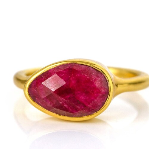 Ruby Ring Gold July Birthstone Ring Gemstone Ring Stacking - Etsy