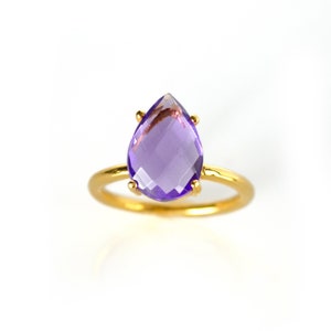 Purple Amethyst Ring, Stacking Rings, February Birthstone Ring, Prong ...