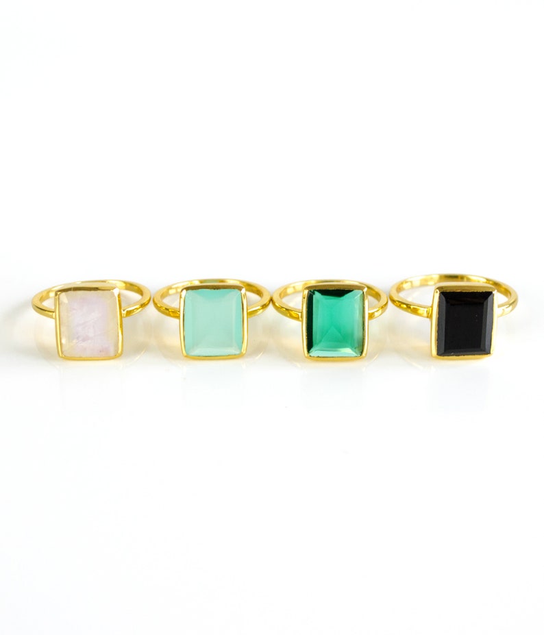Green Onyx Ring Rectangle Ring Gemstone Ring Stacking Ring | Etsy