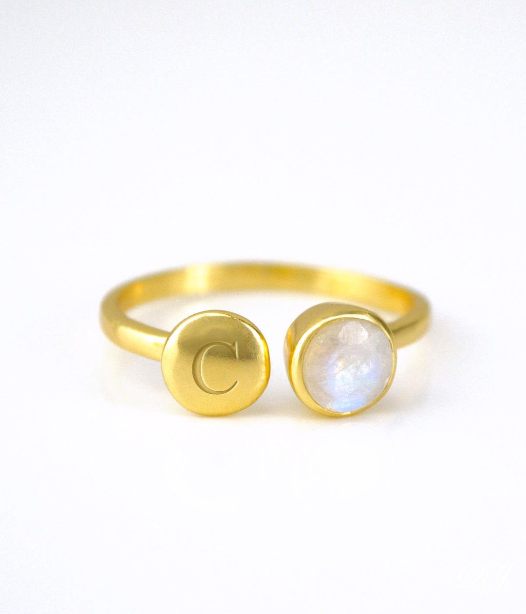 Custom Initial Birthstone Ring, Personalized Bridesmaid Jewelry, Custom ...