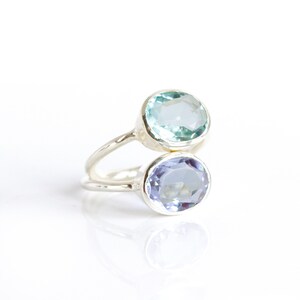 Alexandrite and Sky Blue Quartz Stacking Ring Set • June & December ...
