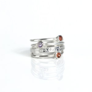 Stacking Mom Rings With Kids Birthstones and Names, Multiple Engraved ...