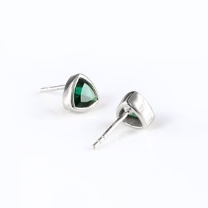 Custom Birthstone Earrings • Triangle Studs, Dainty Stud Earrings, Gold ...