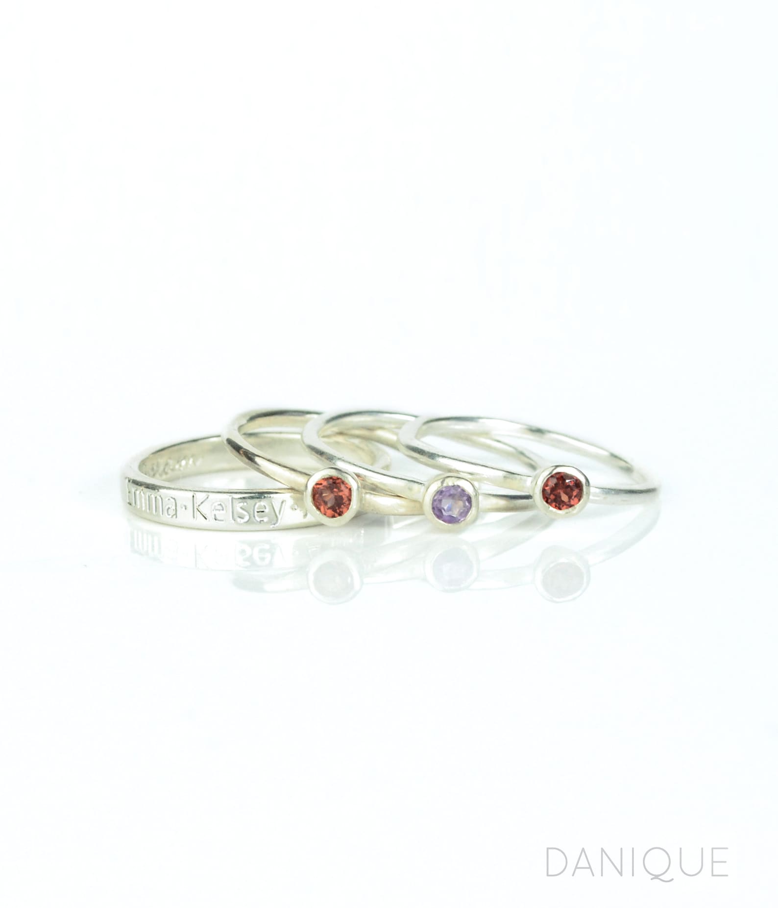 Stacking Mom Rings With Kids Birthstones and Names, Multiple Engraved ...