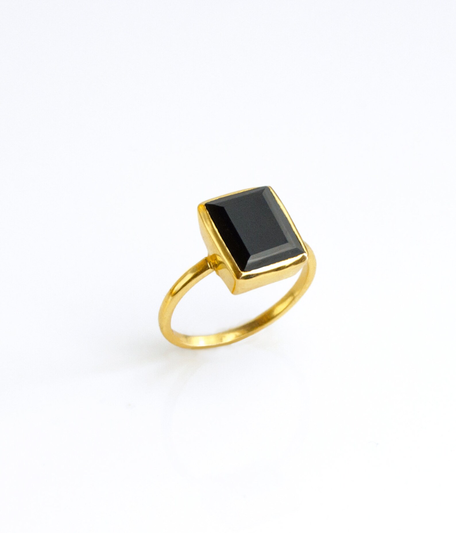 Black Onyx Ring, Rectangle Ring, Gemstone Ring Gold, Stacking Ring ...
