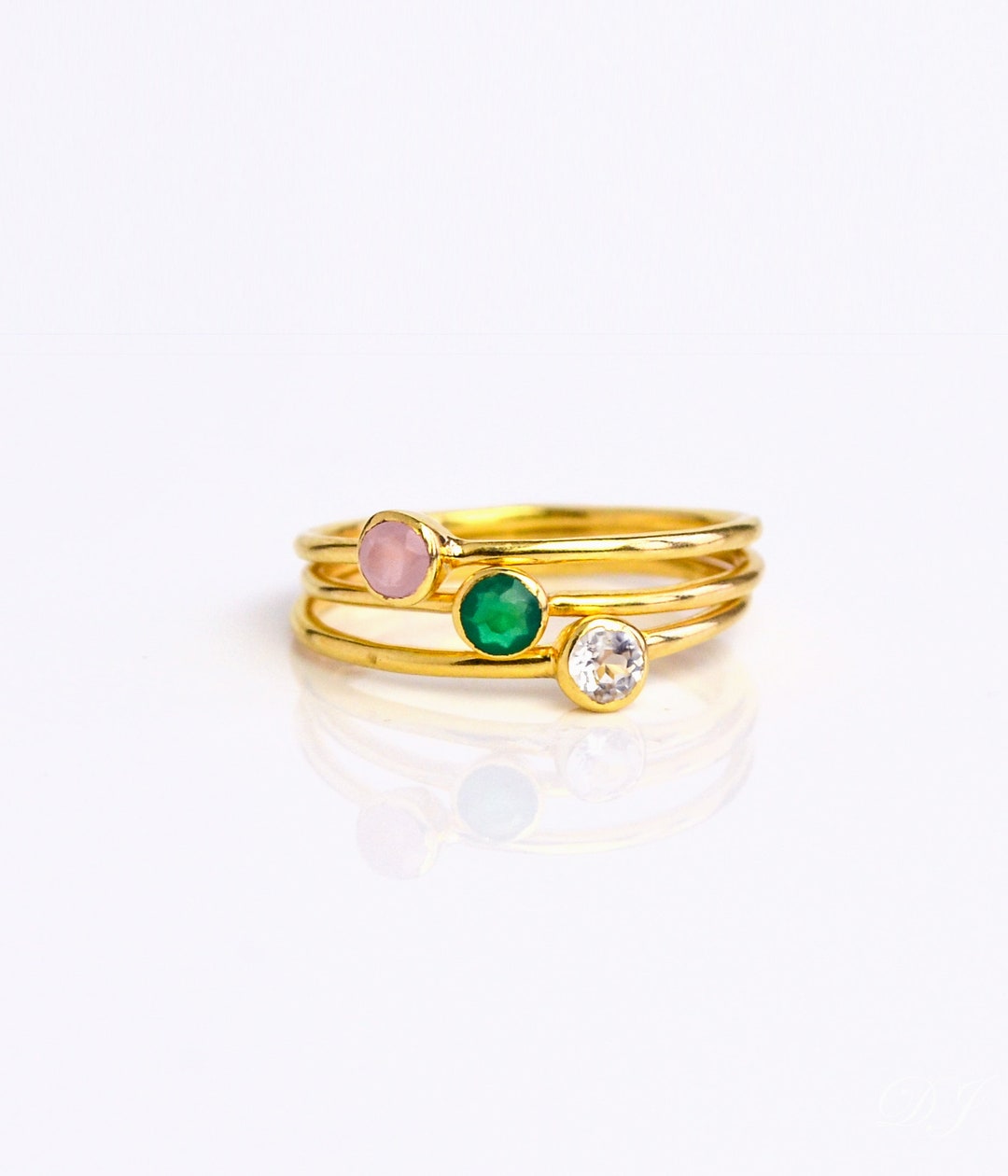 Stacking Mother's Birthstone Rings • Dainty Simple Gemstone Rings Mom ...