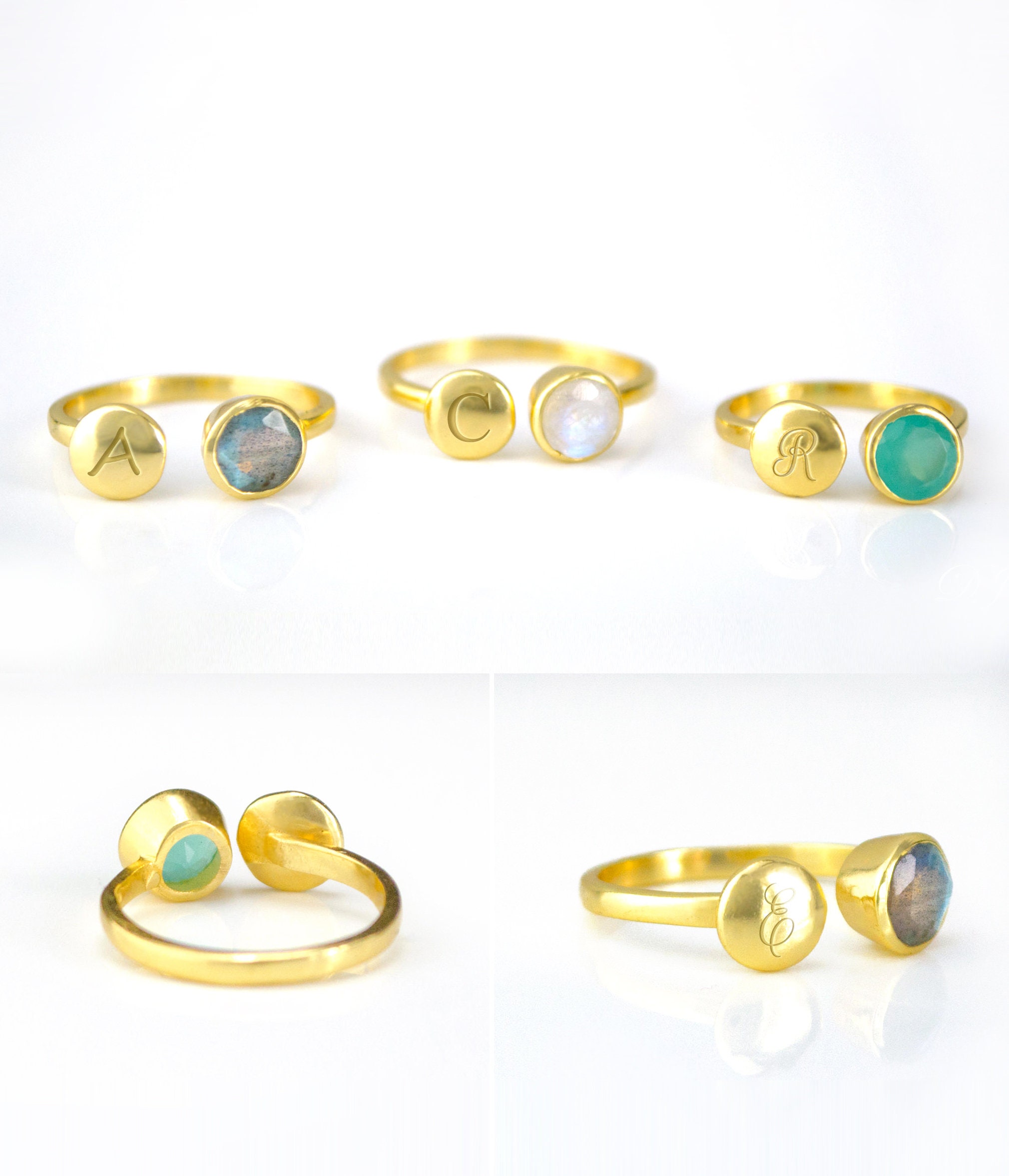 Custom Initial Birthstone Ring Personalized Bridesmaid - Etsy