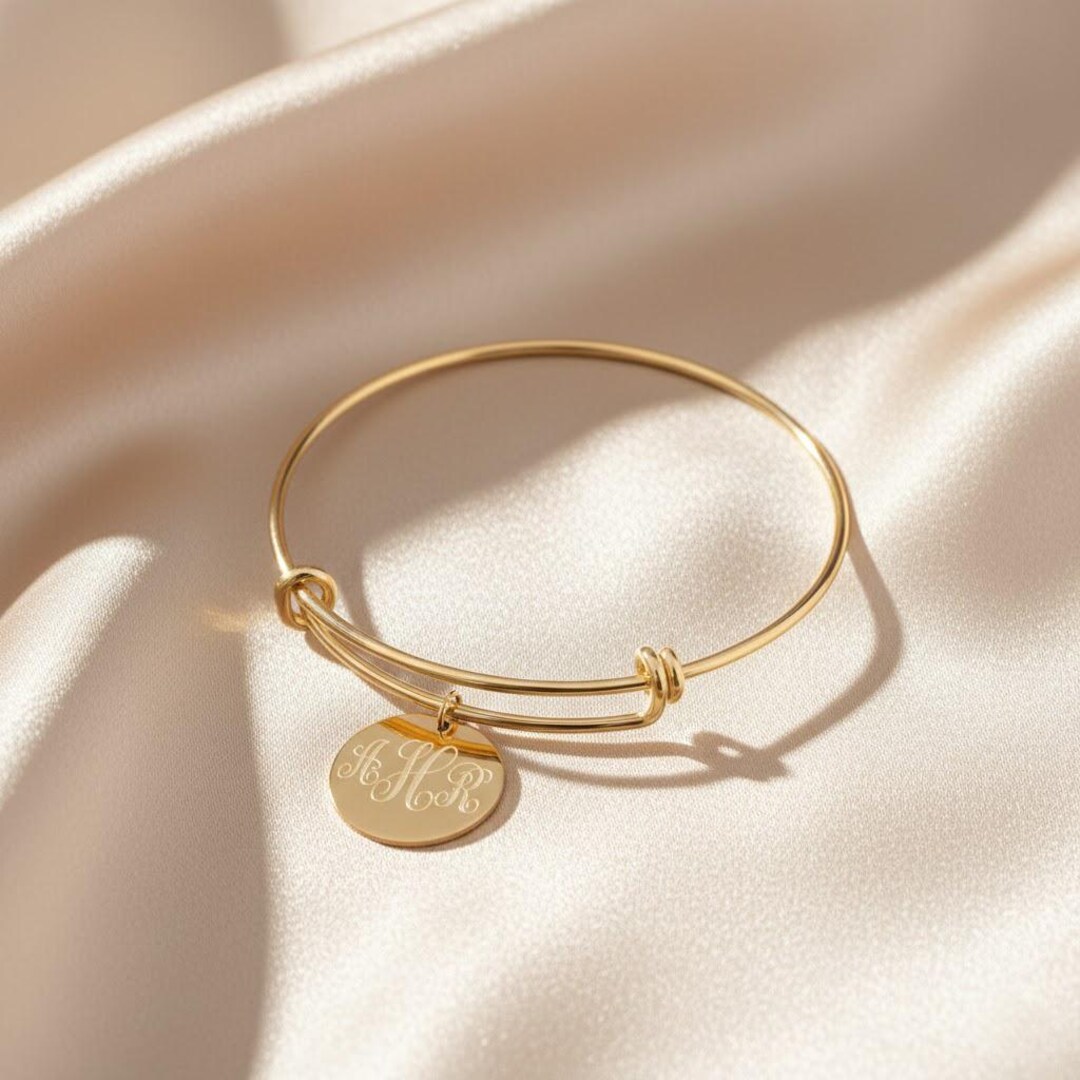 Personalized Monogram Bangle Bracelet • Custom Initial Bangle ...