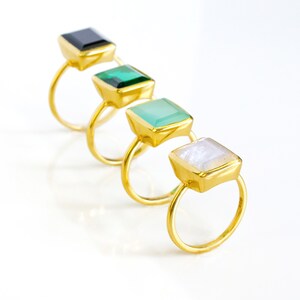 Labradorite Ring, Large Rectangle Ring, Faceted Natural Blue ...
