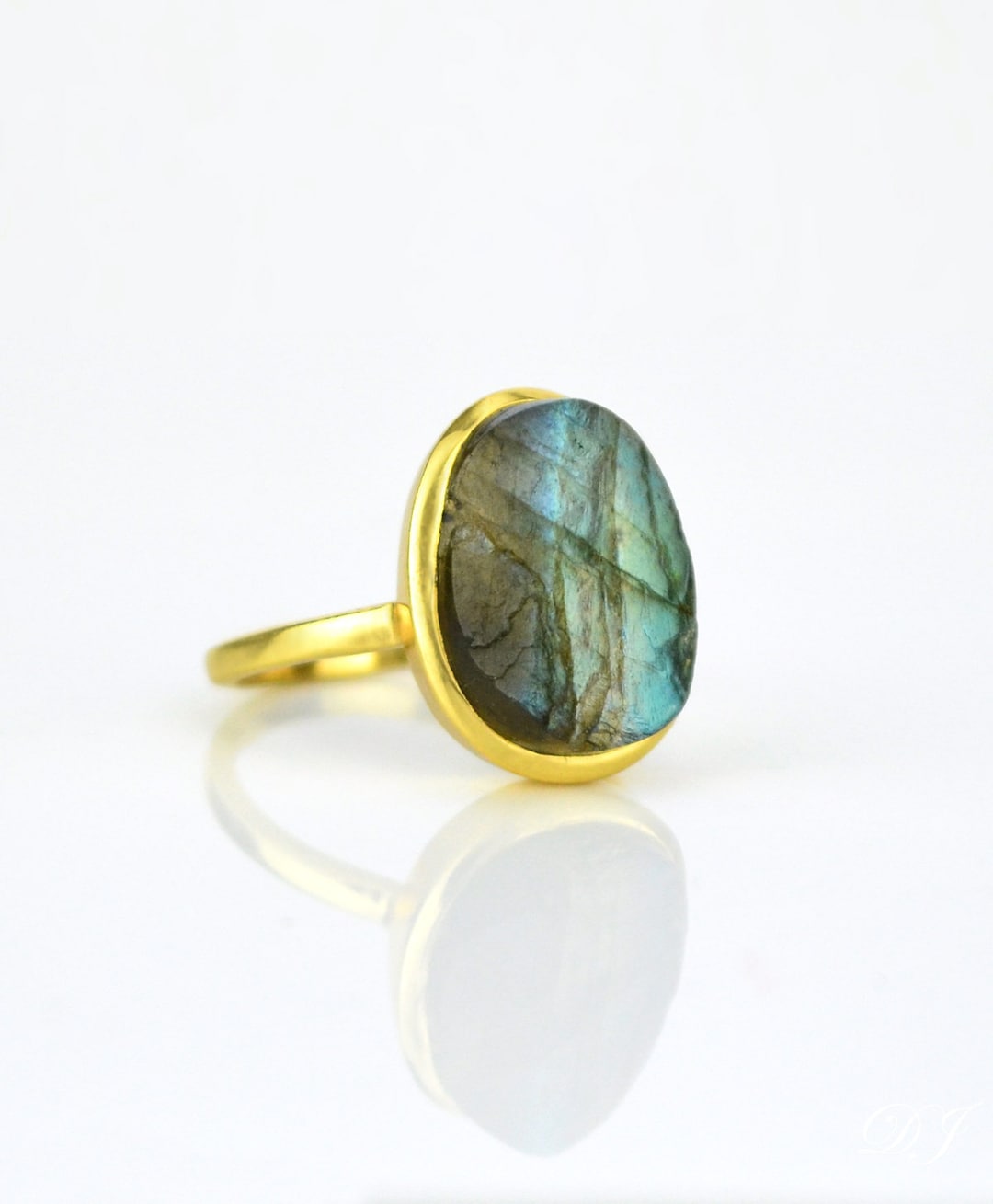 Rough Labradorite Ring - Blue Labradorite Gold Ring, Bezel Set Ring ...