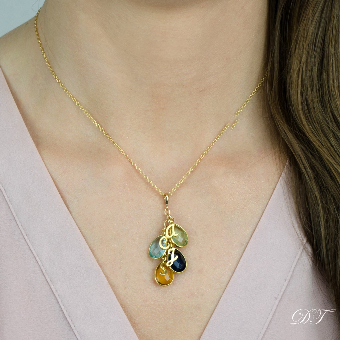 Personalized Birthstone Necklace Cascade Style Necklace - Etsy