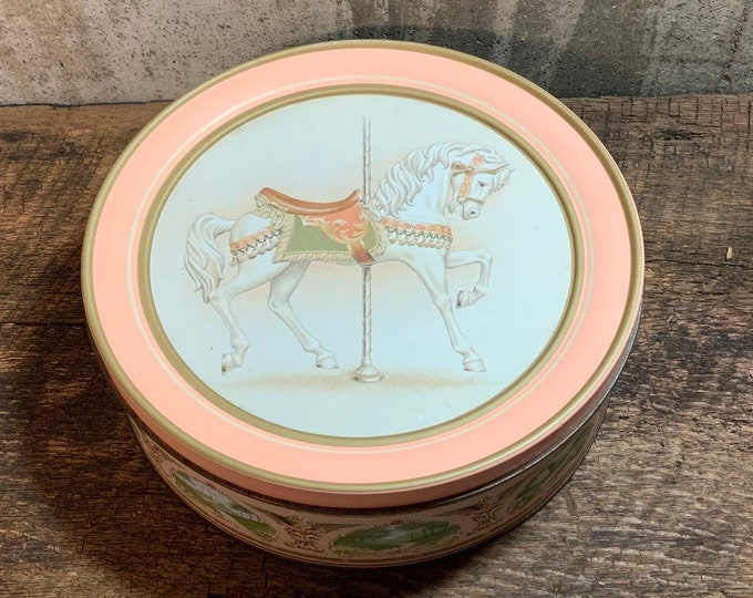 Carousel Horse Tin, Art Tin, Cookie Tin, Round Tin, Merry-go-round ...