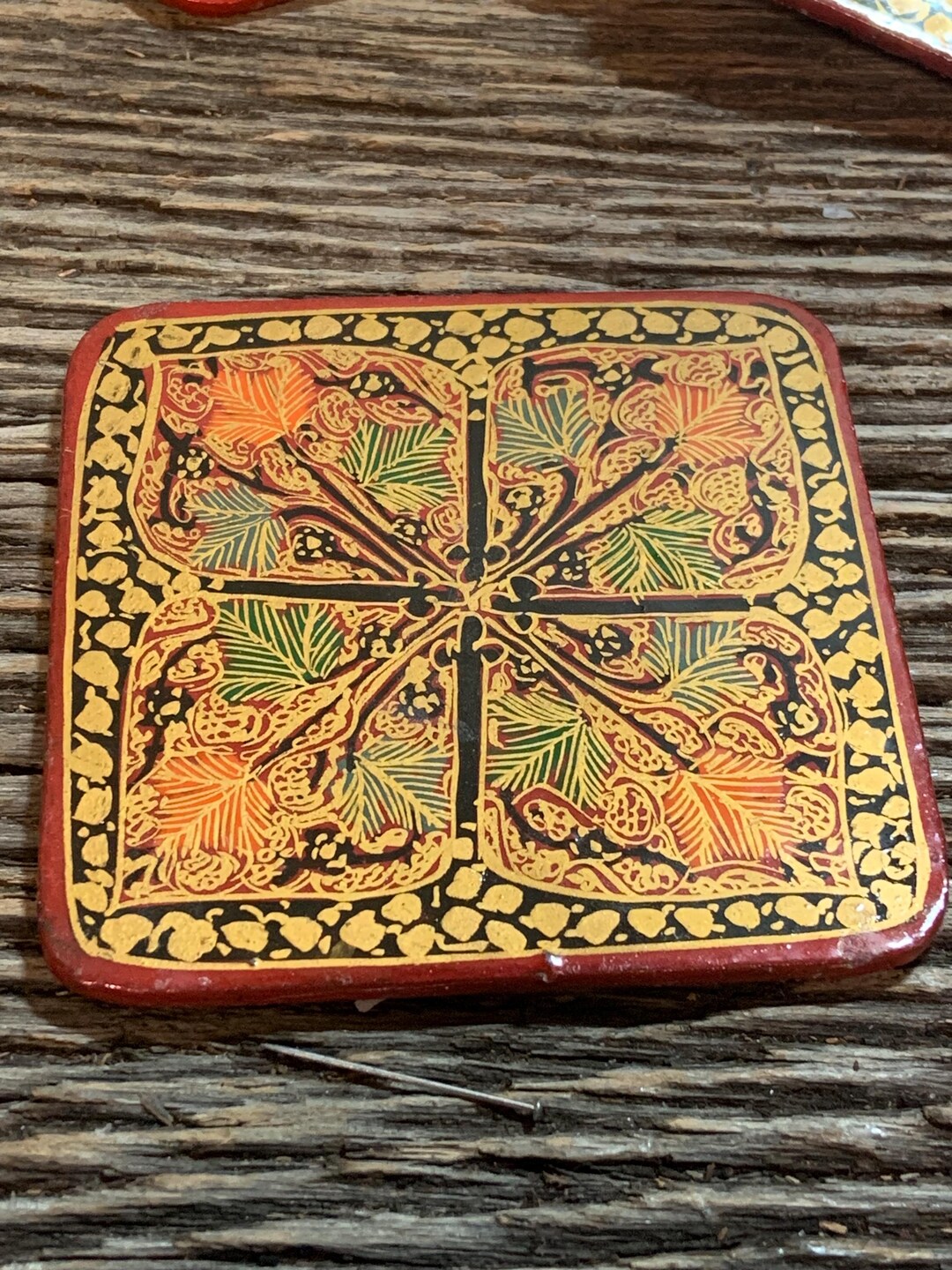 Vintage India Style Lacquerware Coasters With Box, Velvet Backed - Etsy
