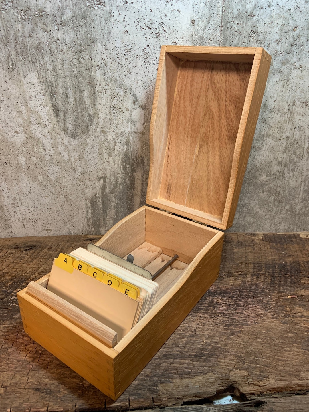 File Box, Recipe Card File, Wood Desk Box, Business Card Box, Fathers ...