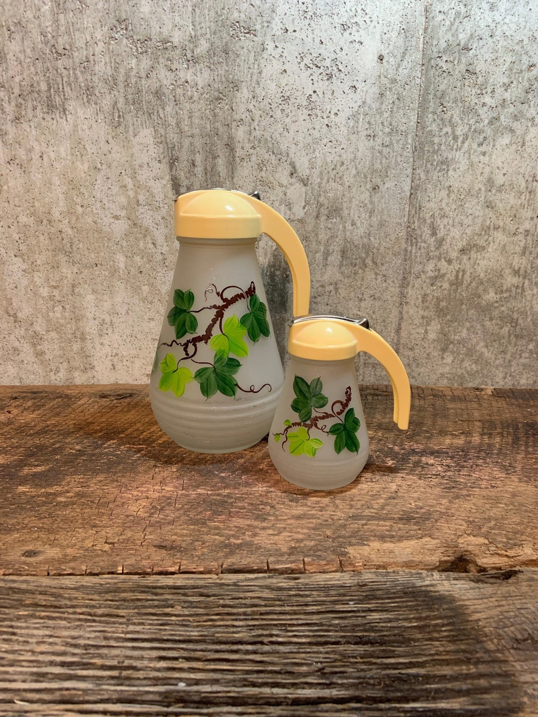 Frosted Hazel Atlas Pitchers, Batter Pitcher, Syrup Pitcher, Juice ...