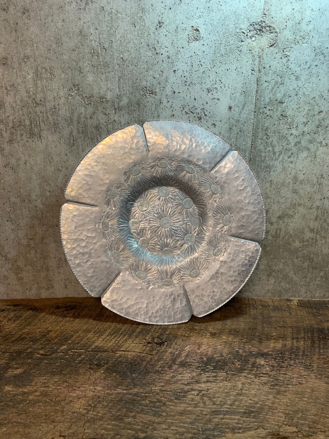 Hammered Aluminum, Continental Hand Wrought, Hand Forged Tray, Daisy ...