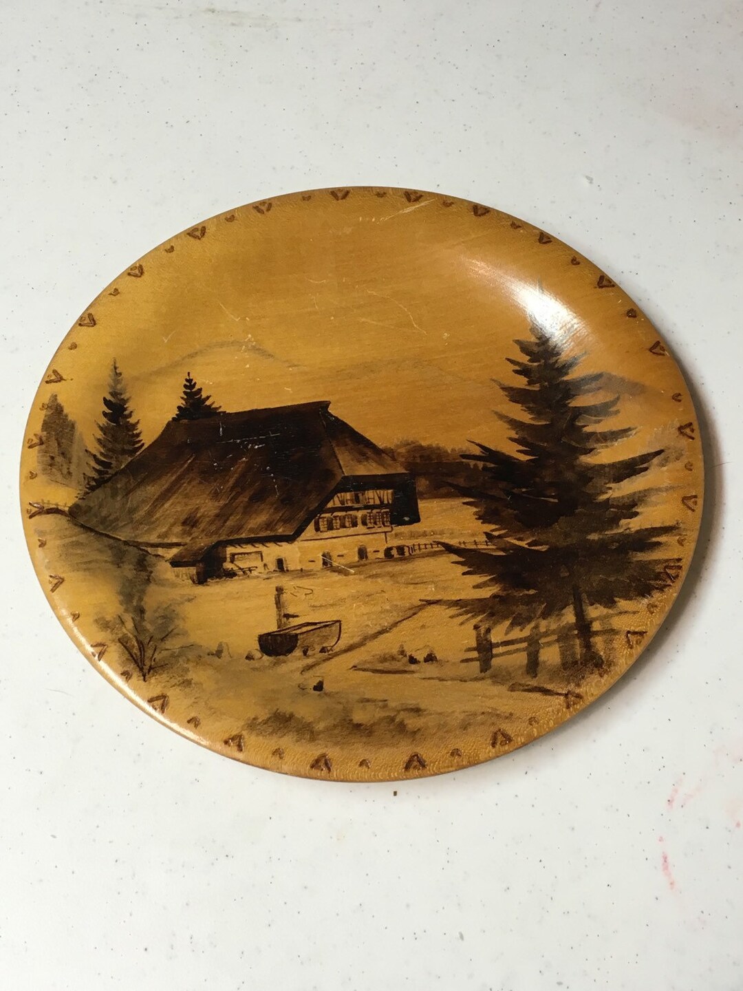 Wood Plate, German Plate, Wood German Plate, Handpainted Plate, Cottage ...