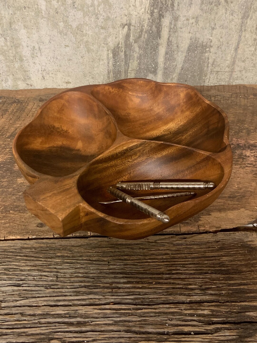Acacia Nut Bowls, Snack Server, Carved Wood Dish, Tiki Bar, Luau ...