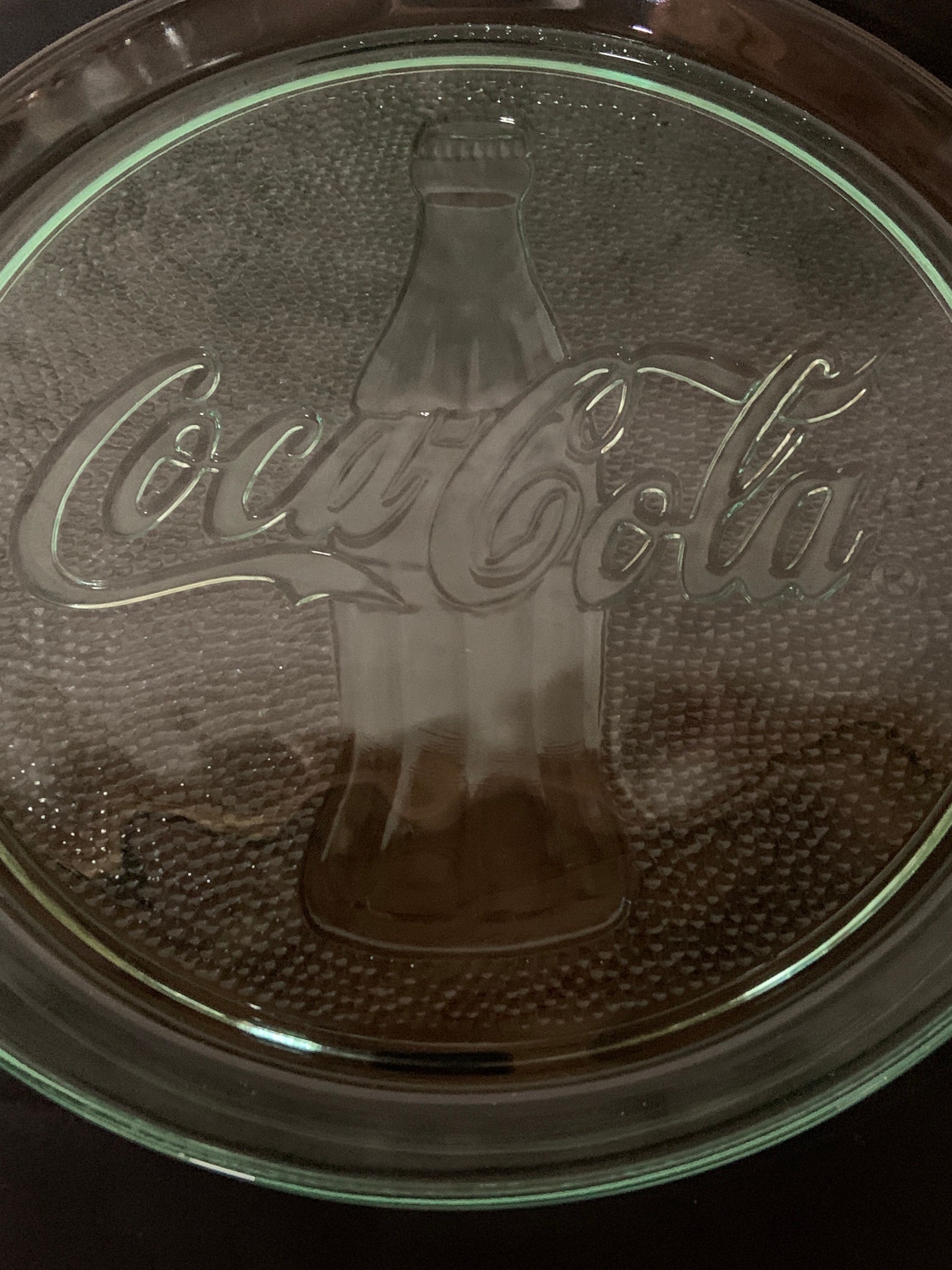 Coca Cola Tray, Green Glass Tray, Vintage Coke Tray, Round Coca Cola ...