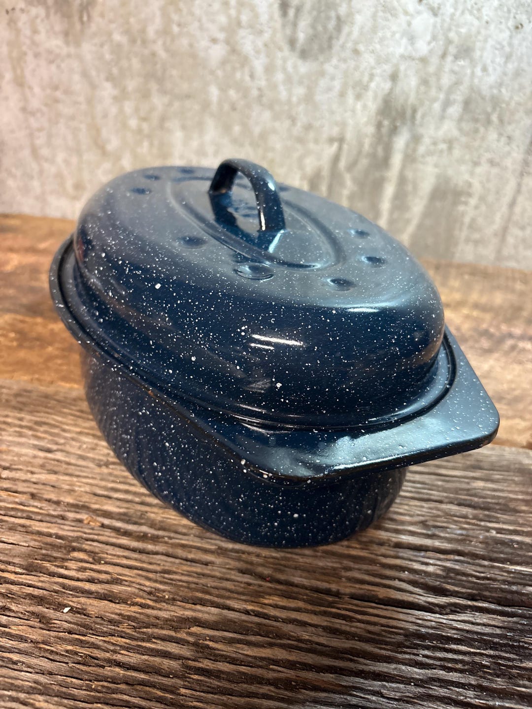 Small Roasting Pan, Blue Enamel Covered 1970s Small Roasting Pan for ...