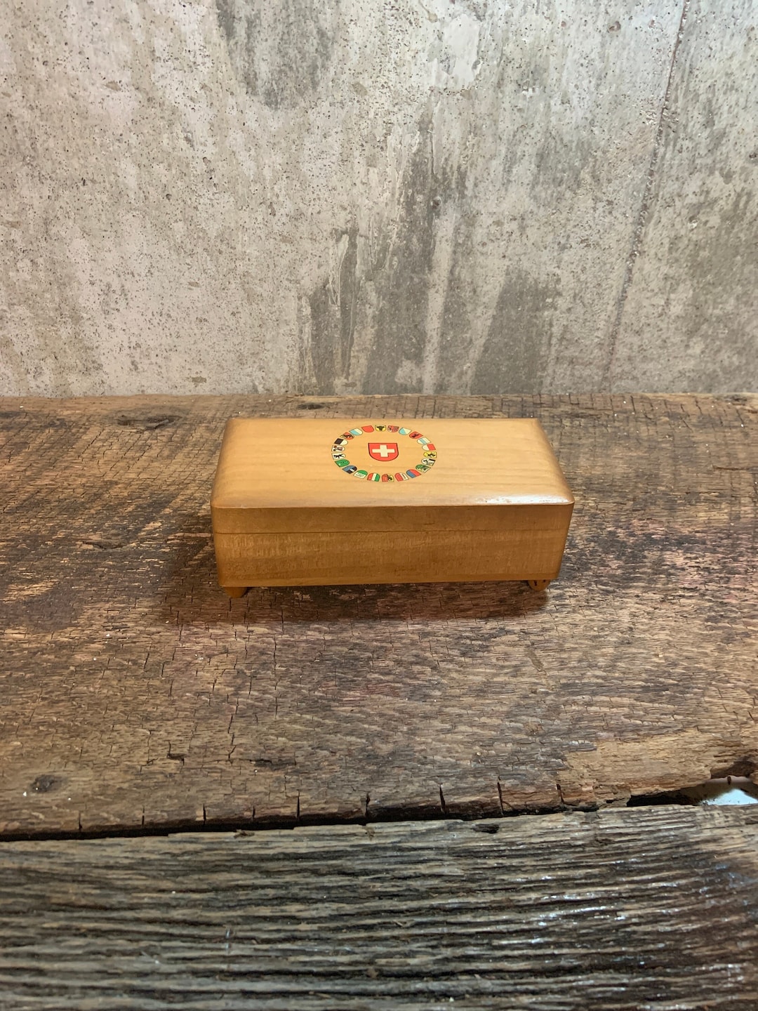 German Music Box, Small Wooden Chest, Vintage Box, Jewelry Box, Wooden ...