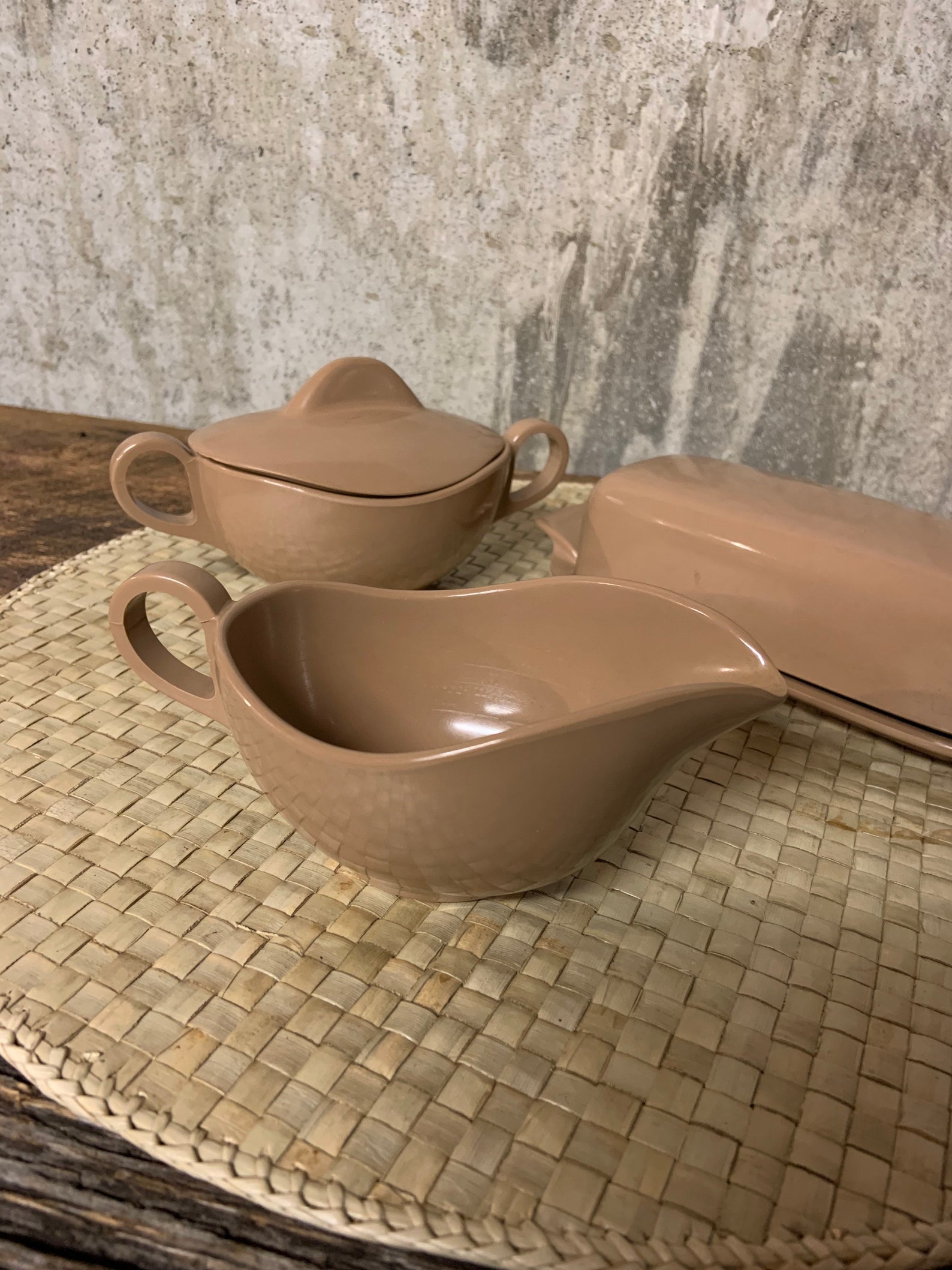 Brown Melmac Melmac Butter Dish Melmac Creamer Melmac Sugar | Etsy