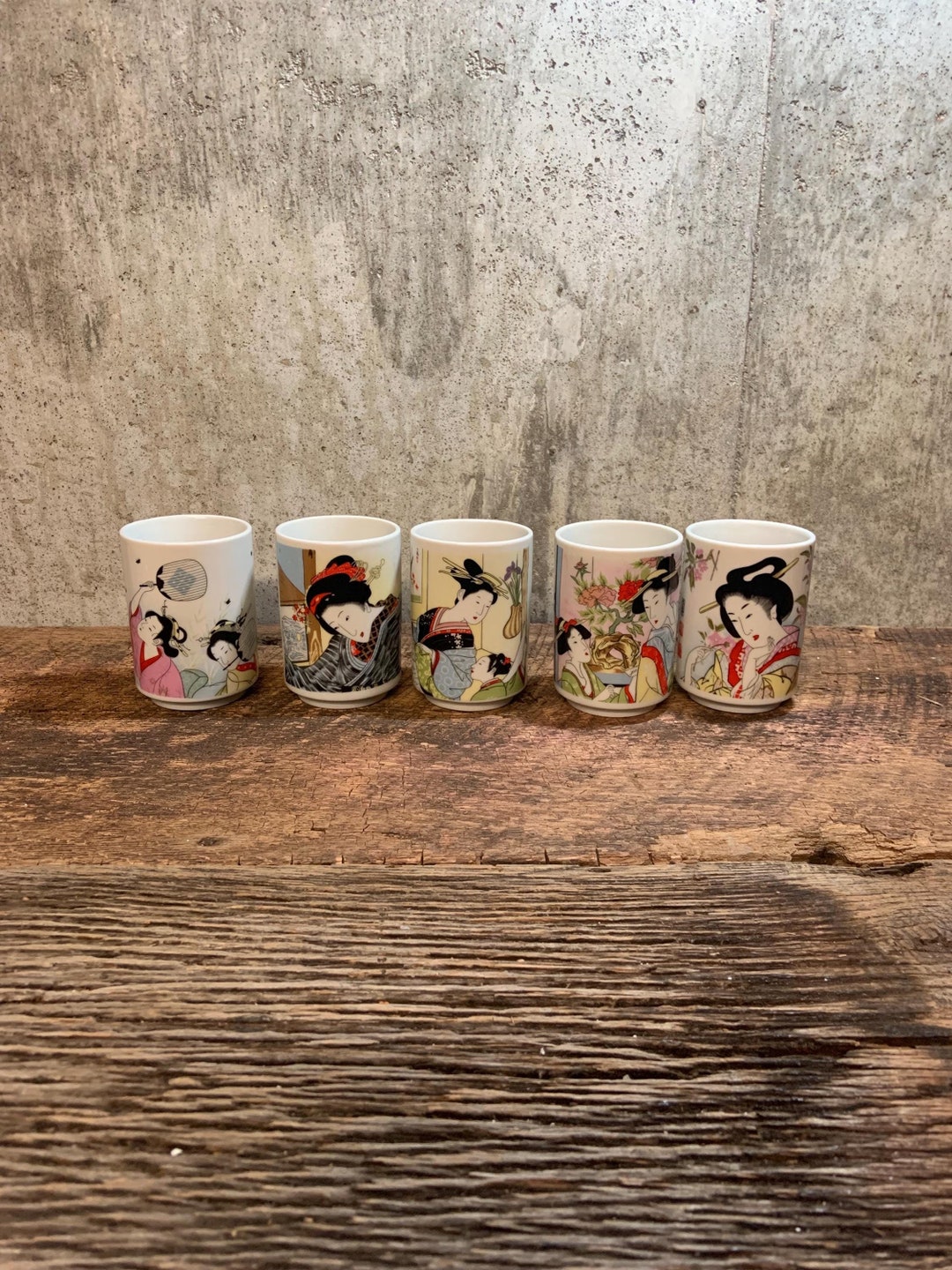 Vintage Japanese Cups, Geisha Tea Cups, Asian Art, Japanese Art, Made ...