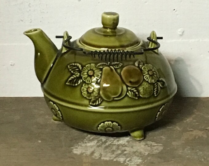 Handpainted Teapot, Olive Green Teapot, Made in Japan, Ceramic Teapot ...