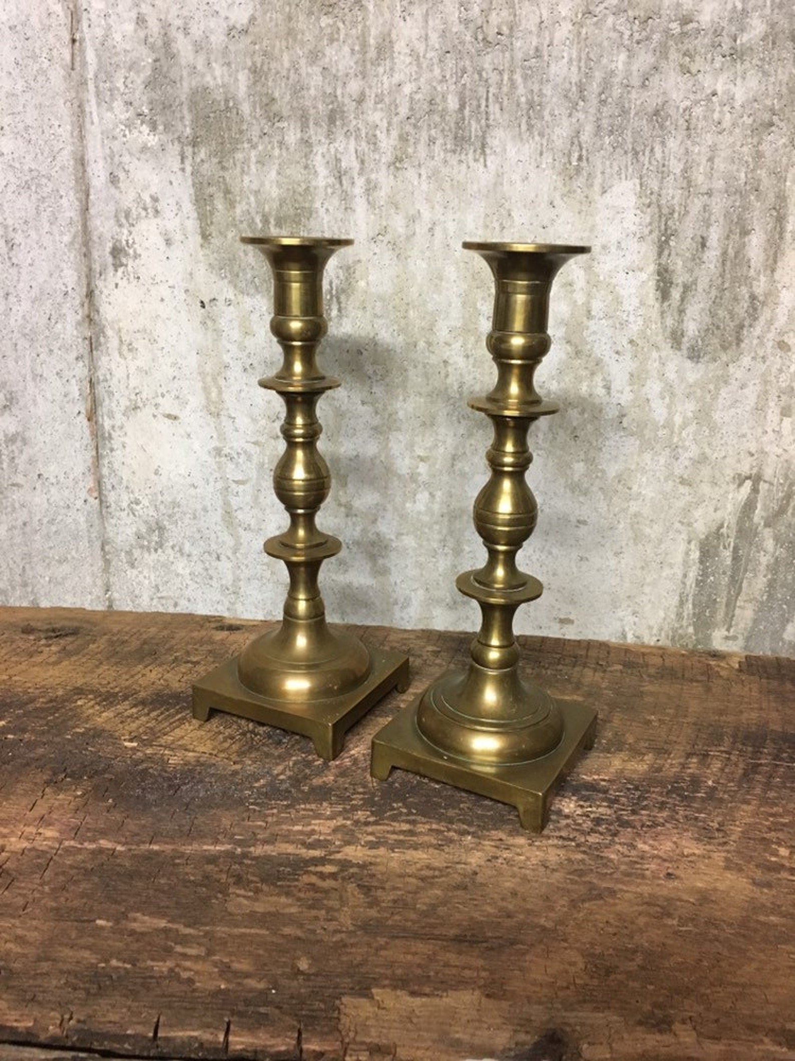Vintage Cast Brass Pillar Candle Stick Holder, 10" Tall Candle Stick ...