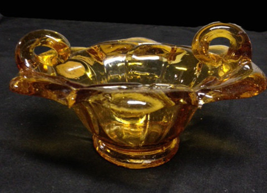 Amber Art Glass, Amber Candy Dish, Nut Dish, Trinket Holder, Amber ...