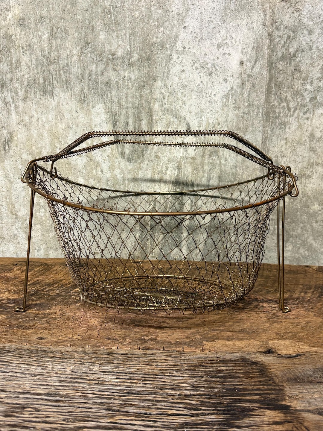 Brass Wire Basket, Collapsible Basket, Hanging Basket, Metal Mesh ...