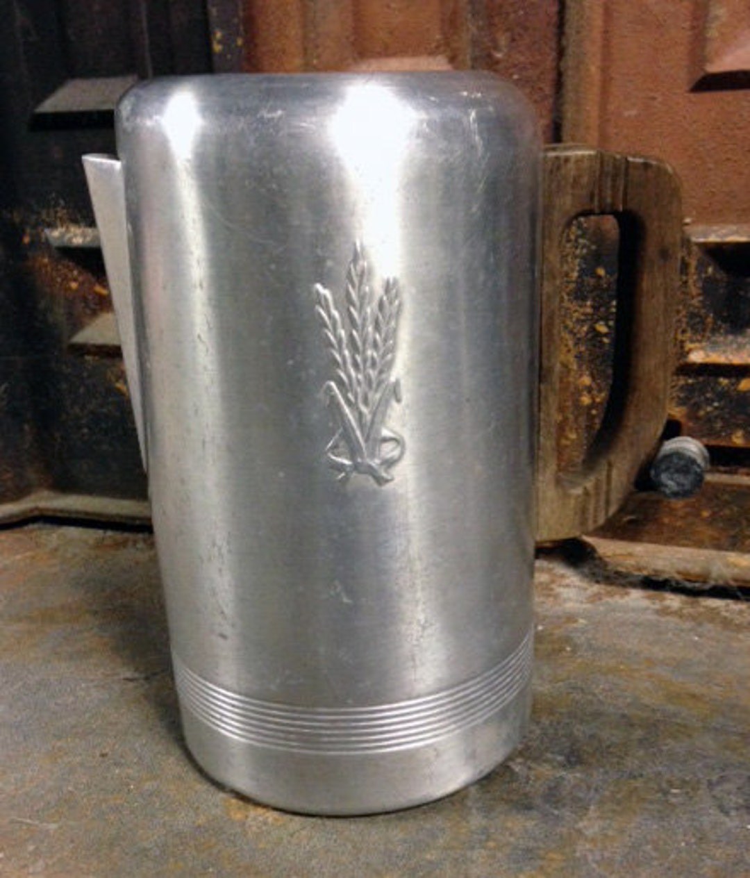 Vintage Aluminum Pitcher, Aluminum Pitcher, Wheat Pattern, Kitchenalia ...