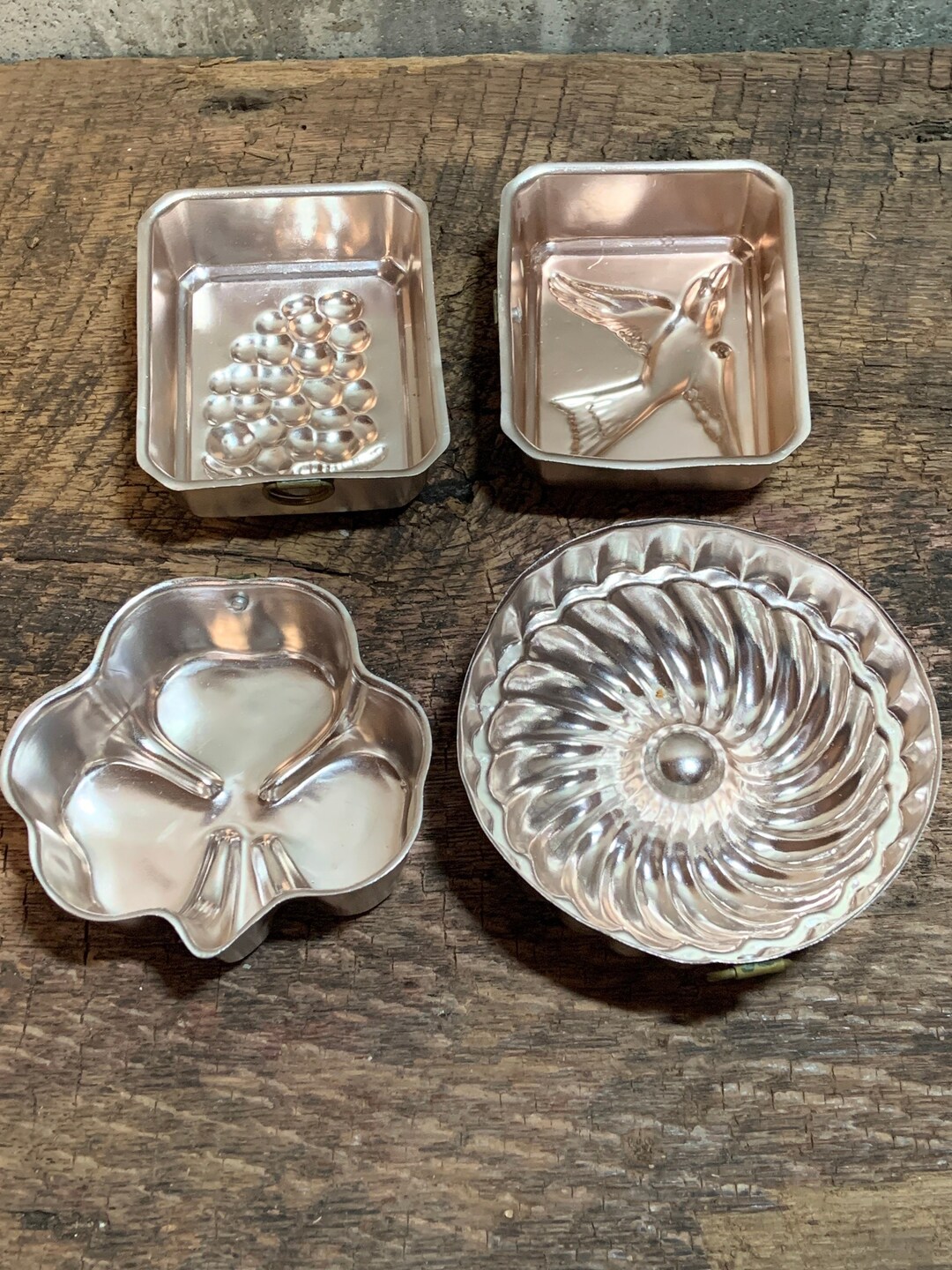 Small Copper Mold, Jello Mold, Mini Molds, Rose Copper Molds, 4 Small ...