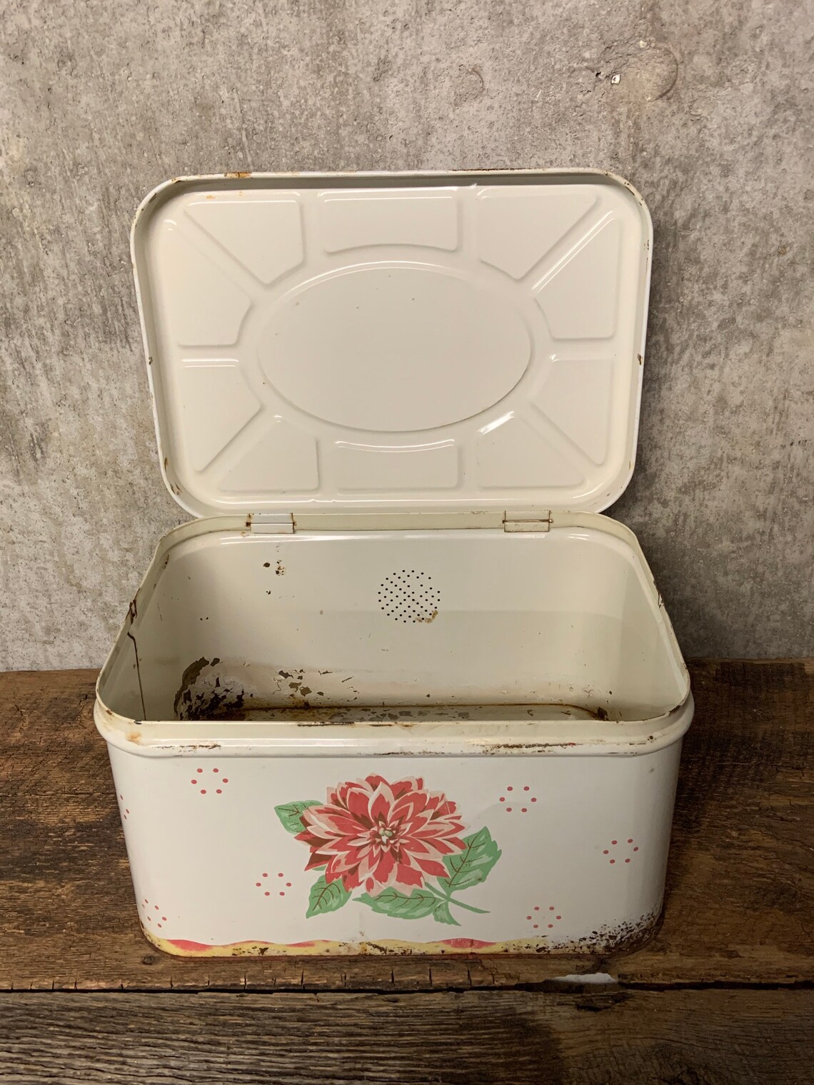 Vintage Bread Box Retro Bread Box Hinge Top Bread Box Metal - Etsy