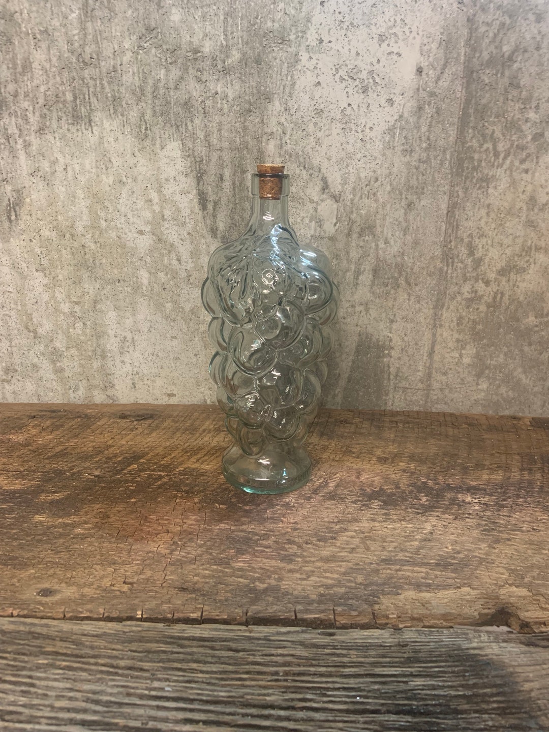 Vintage Green Glass Grape Bottle Decanter, USA Made - Etsy