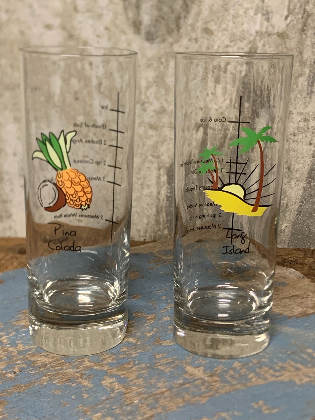 Long Island Glass, Pina Colada Glass, Recipe Glasses, Mid Century ...