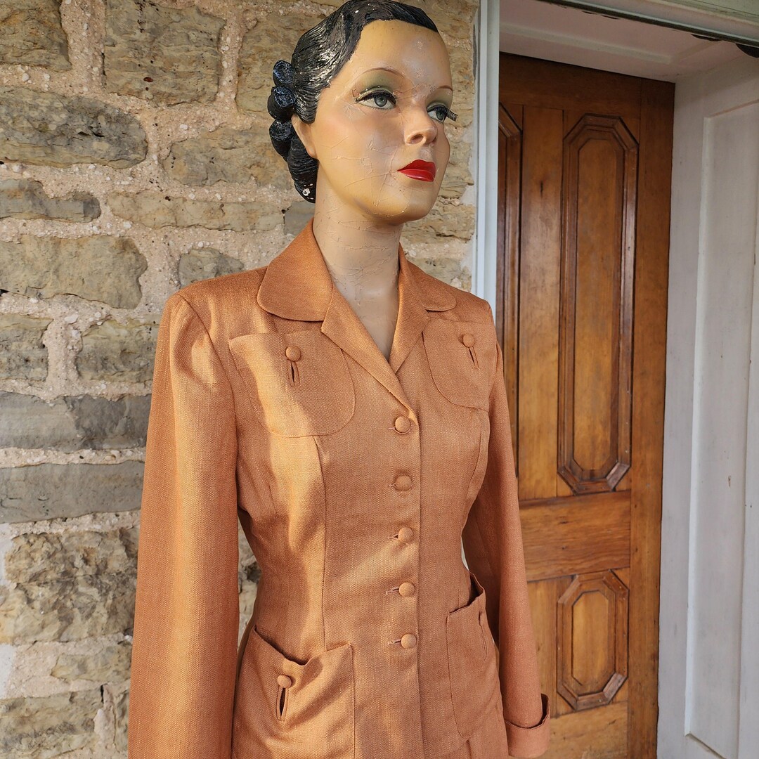 1950s Koret Cinnamon Linen Suit, S - Etsy