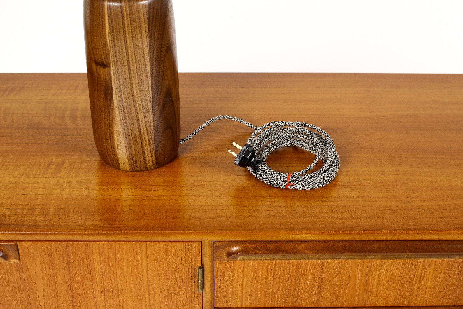 Studio Craft Walnut Table Lamps — Lathe Turned With Brass Detailing ...