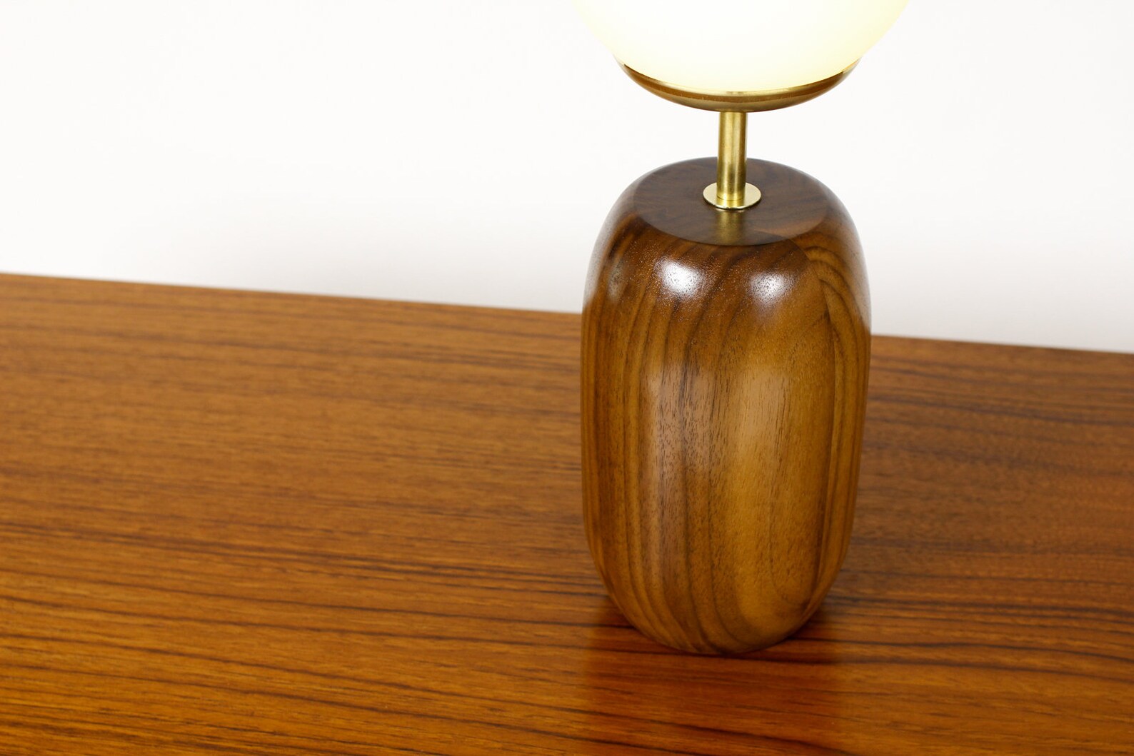 Studio Craft Walnut Table Lamp Lathe Turned With Glass Globe Brass TL8 ...
