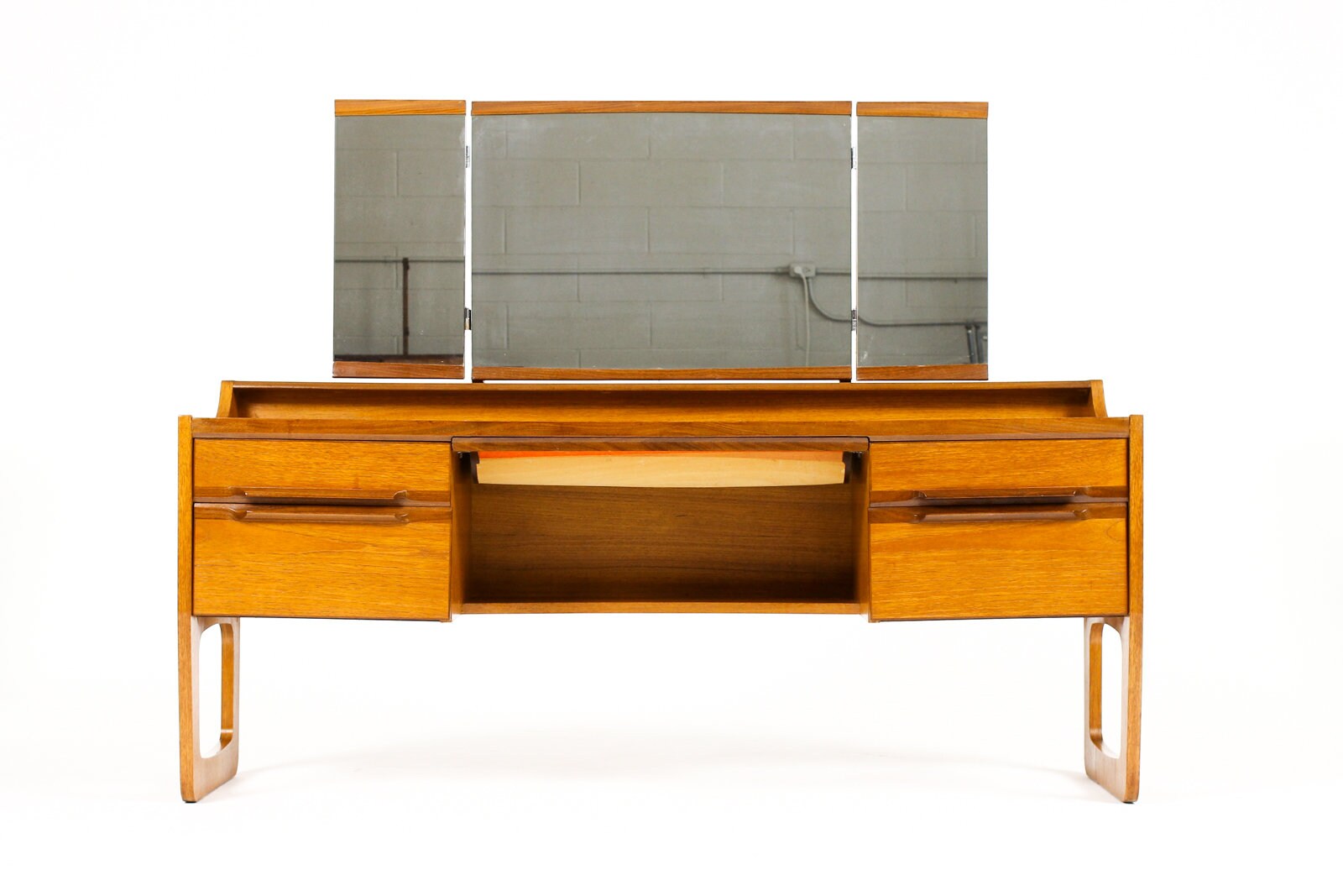 Danish Modern / Mid Century Low Teak Vanity / Dressing Table — Meredew ...