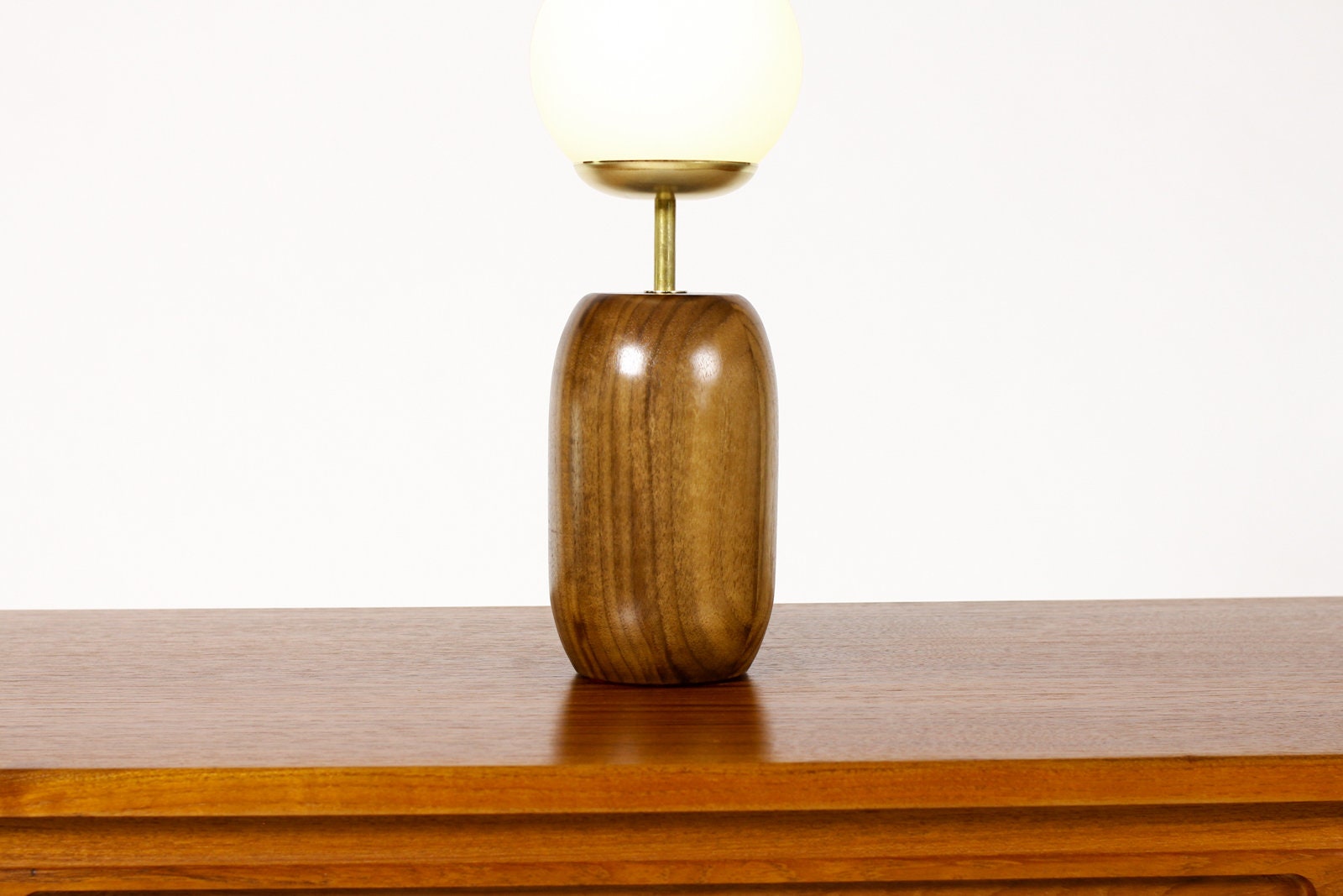 Studio Craft Walnut Table Lamp Lathe Turned With Glass Globe Brass TL8 ...