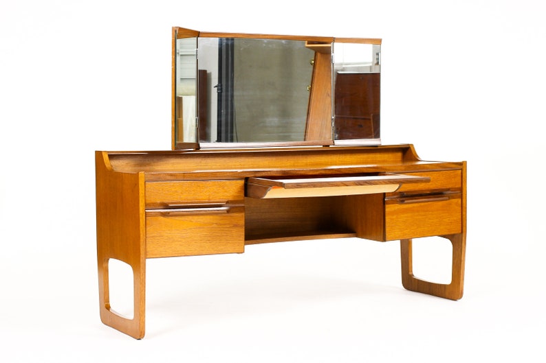 Danish Modern / Mid Century Low Teak Vanity / Dressing Table — Meredew ...